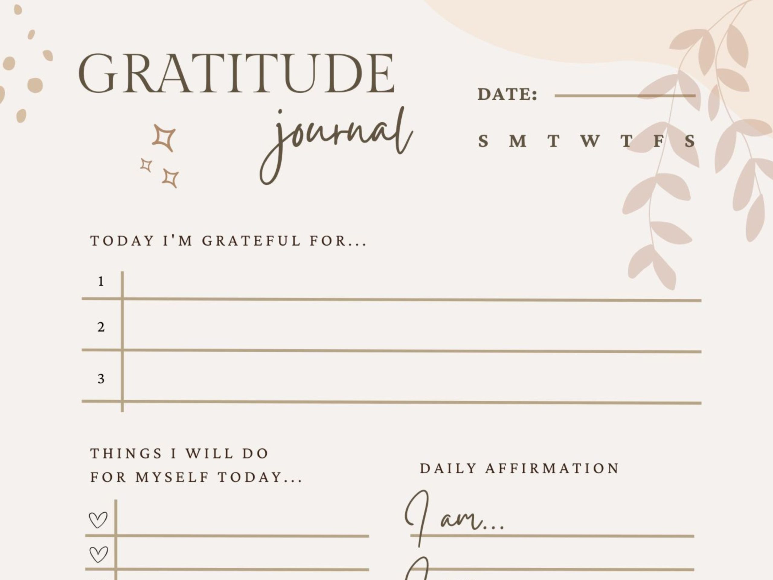 Gratitude Journal Page - JPG File - Teacher Toolbox