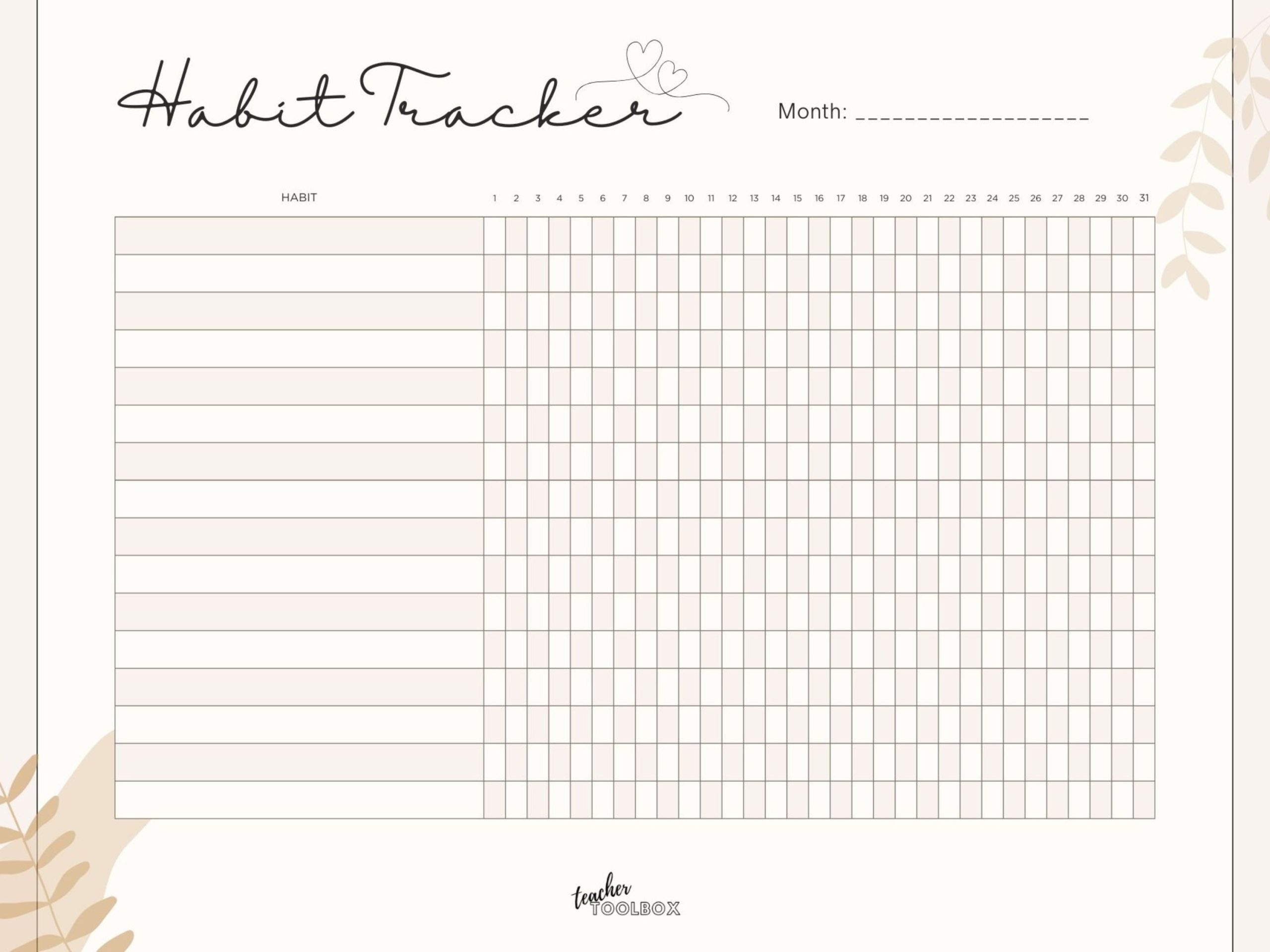 Habit Tracker Teacher Toolbox